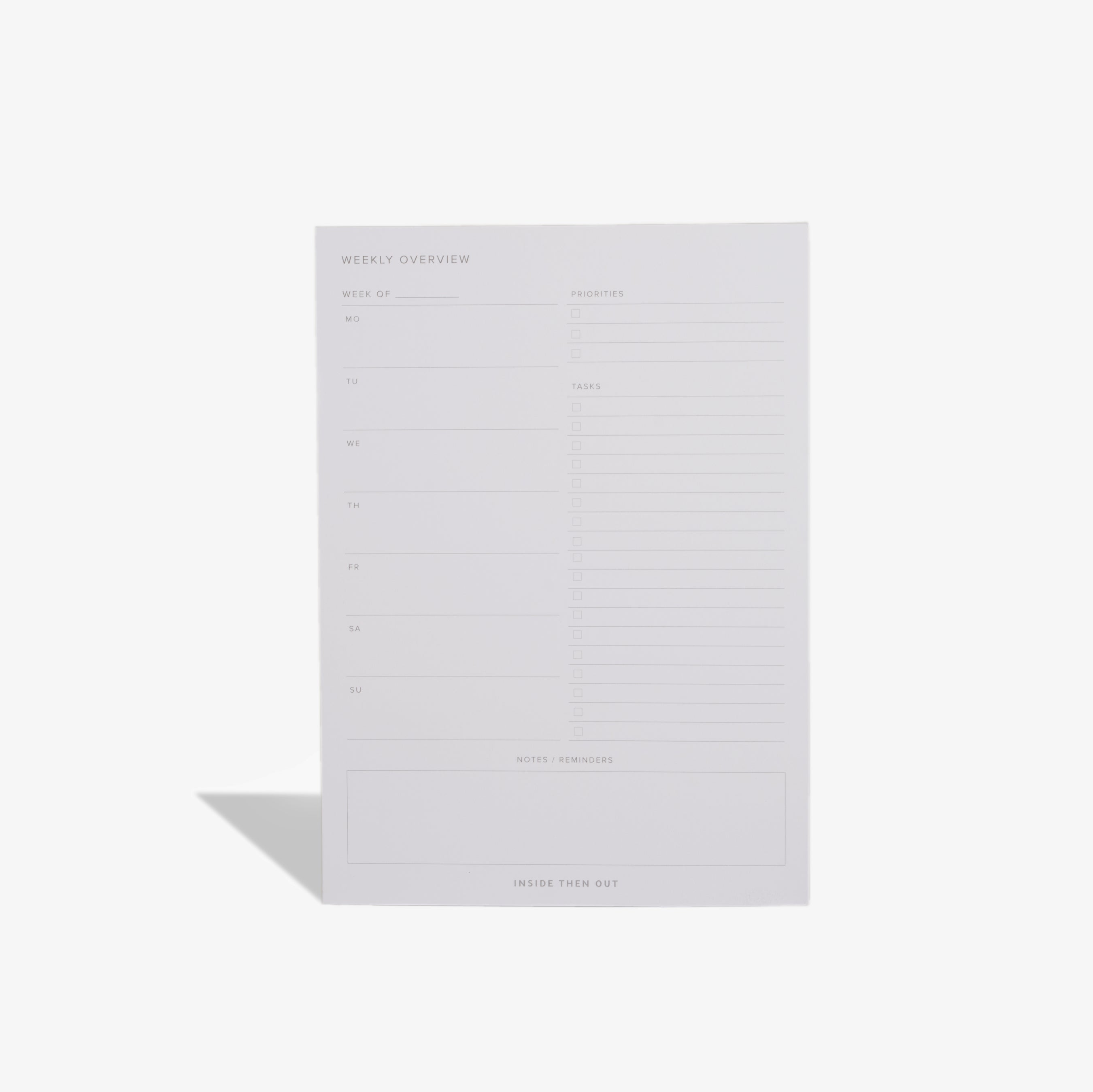 Weekly Overview Notepad – Inside Then Out