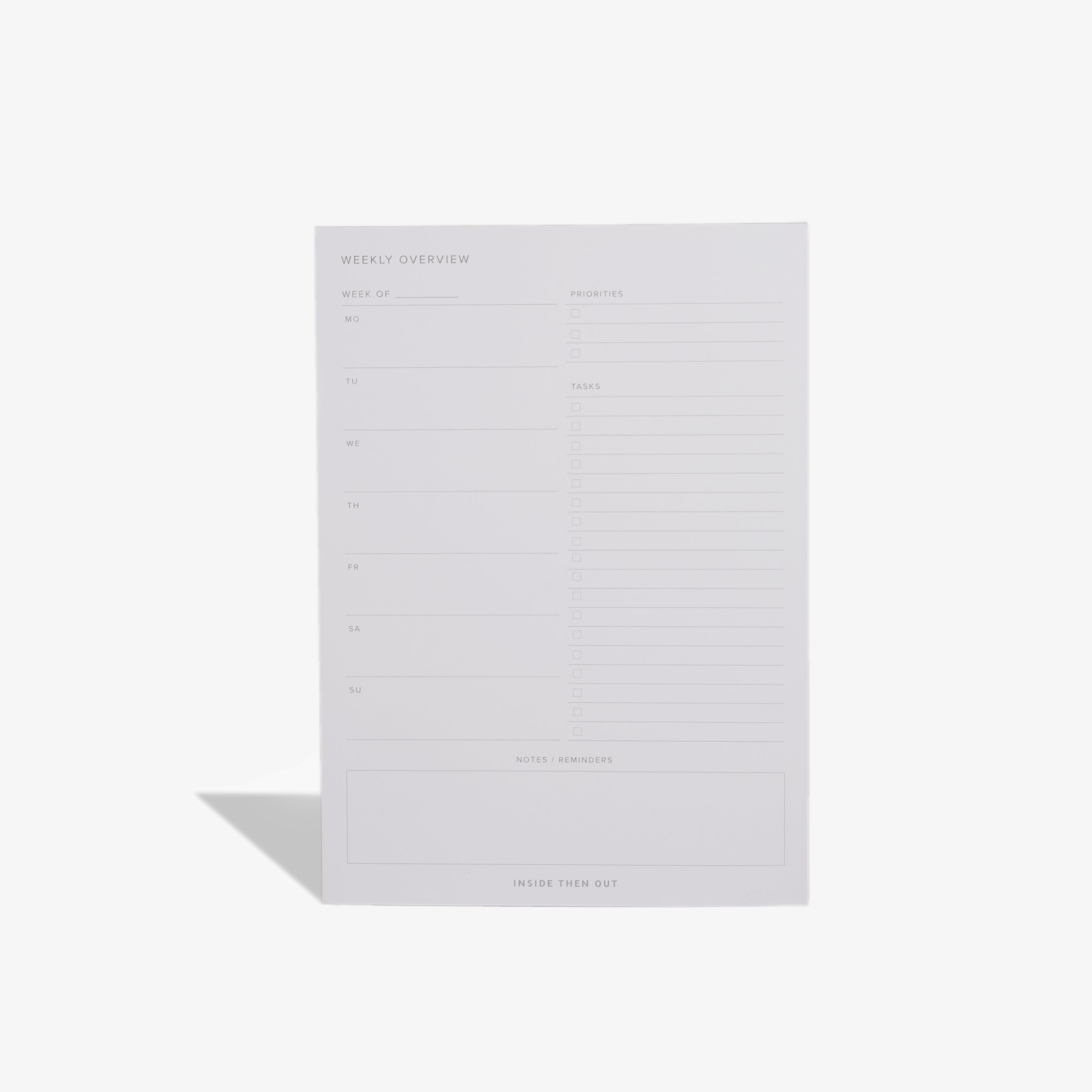 Weekly Overview Notepad – Inside Then Out
