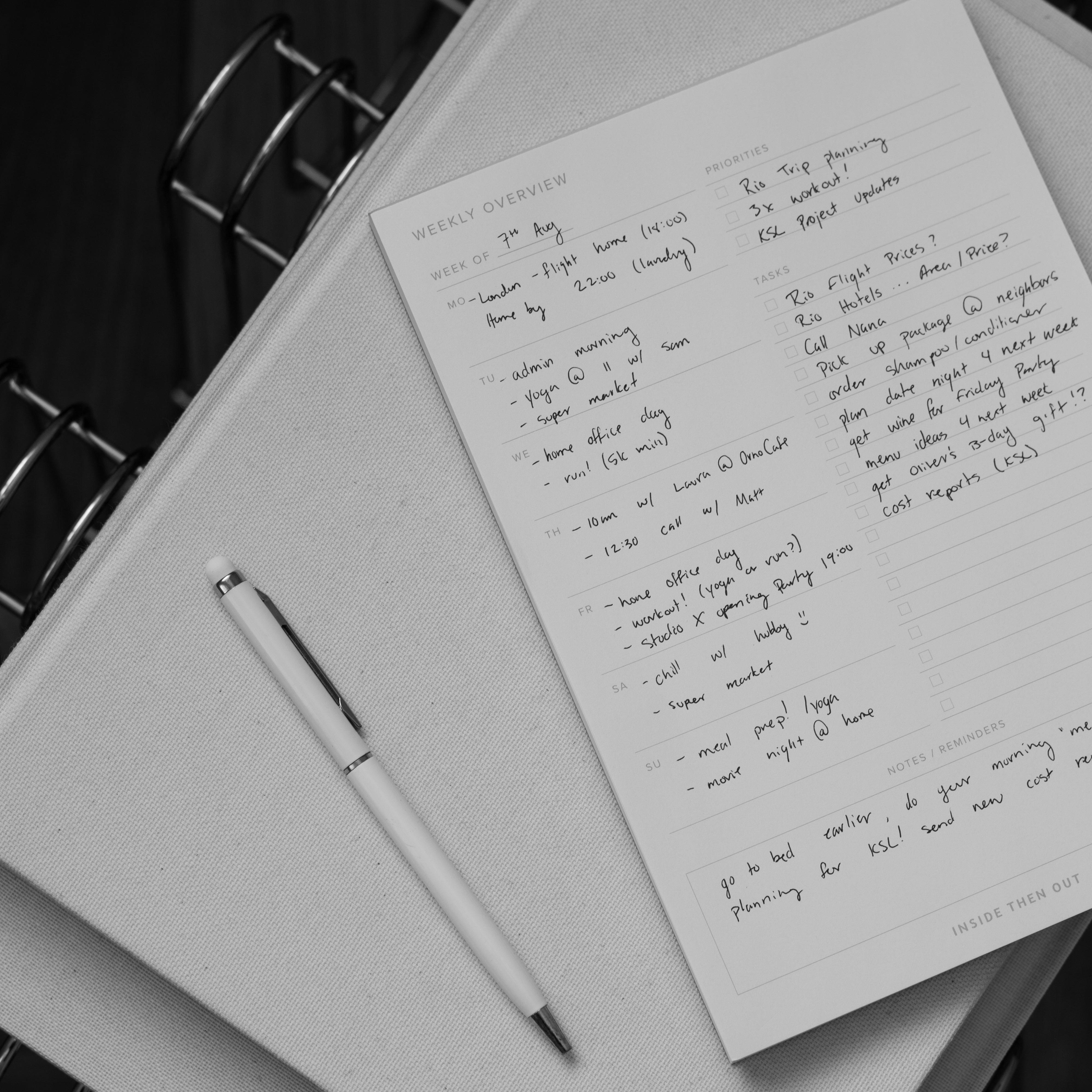 Weekly Overview Notepad – Inside Then Out